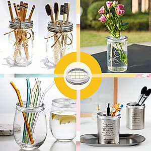 Cinvo Flower Mason Jar Insert Lid Metal Flower Organizer Frog Lid for Regular Mouth Mason Canning Jars Bouquet Easy Flower Arranging(6 Set Rings and Separate Lids)