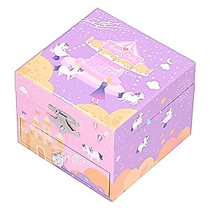 Haowecib Jewelry Box for Girls, Cute Animal Shape Fiberboard Musical Jewelry Box Birthday Gifts Bedroom Decor Musical Box with Pullout Drawer for Rings Necklaces Bracelets Earrings(B)