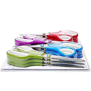 CCR Scissors 8 Inch Soft Comfort-Grip Handles Sharp Blades, 12-Pack