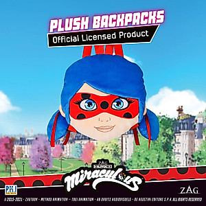 P.M.I. Miraculous Ladybug Plush School Backpack | One of Two 12-Inch-Tall Collectibles | Miraculous Ladybug Toys and Playable Plush Backpacks | Miraculous Ladybug
