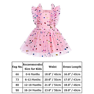 Baby Girls 1st Birthday Colorful Polka Dots Dress Toddler Kids Princess Tutu Dress One Year Old Birthday Cake Smash Baptism Wedding Summer Dresses Newborn Photoshoot Outfit Pink 6-12 Months