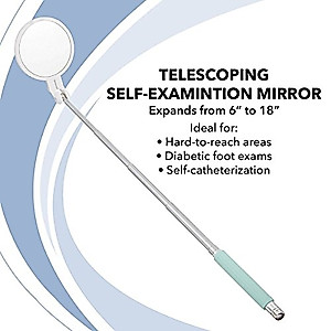 Sammons Preston Telescoping Self-Examination Mirror, Telescope Extending Handle Mirror for Self Inspection of Hard to Reach Areas for Limited Mobility, Diabetic Patients, Elderly, and Disabled