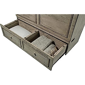 Mega Solutions Venetian Murphy Cabinet Bed with Deepest Storage Drawer On The Market and USB Charging Station (Queen, Antique Oak)