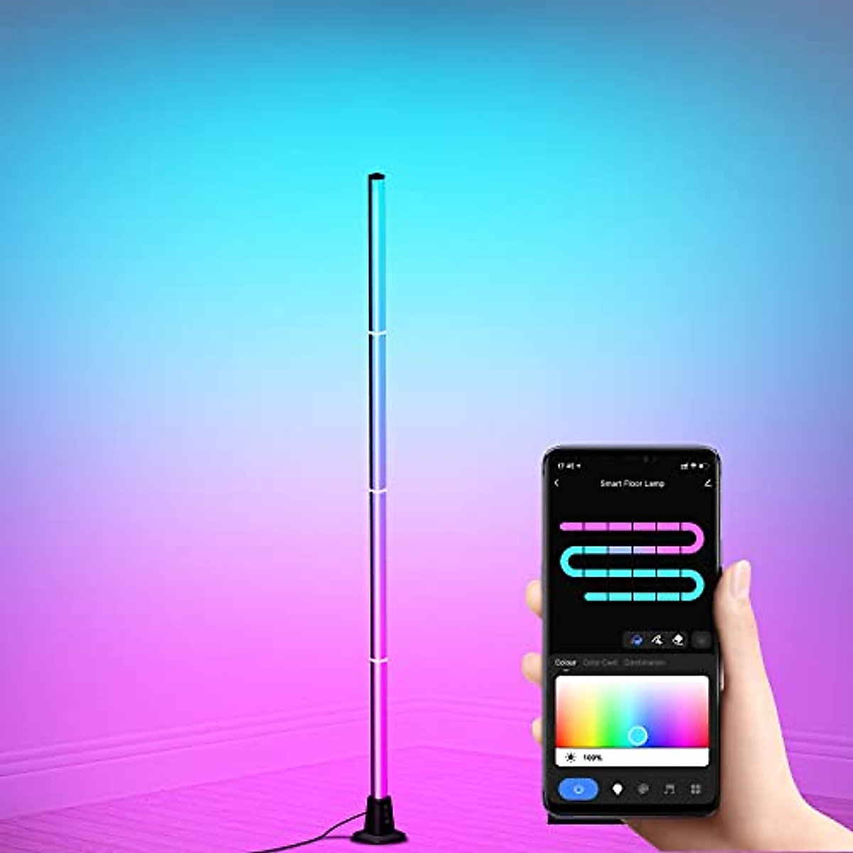 Floor Lamp, Modern style, Color Changing, Corner Lamp with WiFi App Control, 64+ Scene Mode, Creative DIY Mode, Music Sync, Led Floor Lamp for Bedroom Living Room, Game Room, atmosphere light