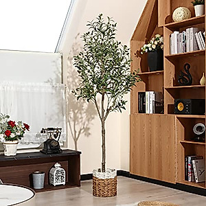 OAKRED Artificial Olive Tree,6FT Tall Fake Plant Faux Olive Plants for Indoor,Natural Fake Tree,Artificial Silk Plants for Office Home Living Room Floor Patio Greening Porch Decor,Set of 1