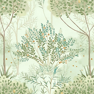 Livebor Floral Peel and Stick Wallpaper Green Floral Contact Paper 17.7inch x 118.1inch Tree Wallpaper Peel and Stick Green Floral Wallpaper for Bedroom Self Adhesive Removable Wall Paper Decorative