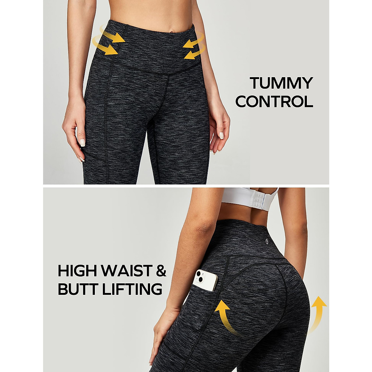 Ewedoos Womens Yoga Pants High Waisted Leggings with Pockets Workout Leggings for Women Tummy Control Compression Pants Charcoal