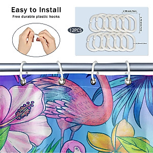 Aglebo Colorful Flamingo Shower Curtain Fabric Shower Curtain Set with 12 Hooks Water-Proof 72 * 72 Inches for Bathroom Beach Caravan Hotel