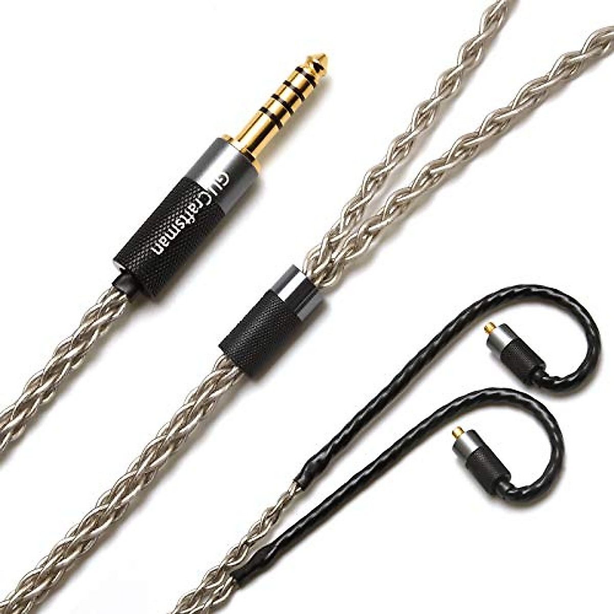 GUCraftsman MMCX 6N Single Crystal Silver 2.5mm/4.4mm Balance Earphone Upgrade Cable for SHURE SE846 SE535 Xelento Remote t8ie t9ie UE900S IT04 DK4001 W60 Andromeda Vega JVC FW001 FW002 (3.5mm Plug)