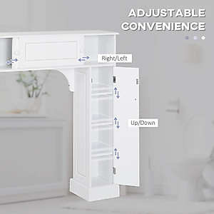 Royard Oaktree Over The Toilet Cabinet with 2 Sliding Doors, Freestanding Bathroom Storage Organizer with 4 Cubbies, Space Saver Toilet Rack with Adjustable Shelves