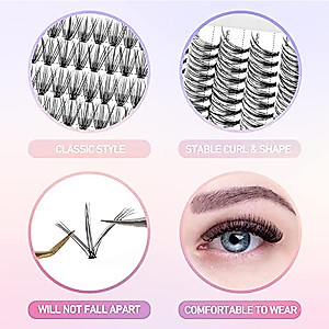 ETVITE Cluster Lashes 10D 20D Individual Lashes Lash Extension Clusters Soft Natural Look Handmade Volume Eyelash Clusters Home False Lashes (20D 10-14mm）