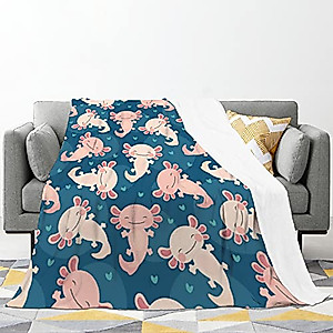 Fleece Blanket Axolotl Throw Blanket - Super Soft Cozy Lightweight Blanket for Couch, Sofa, Bed, Camping, Travel - Microfiber Blanket Gift