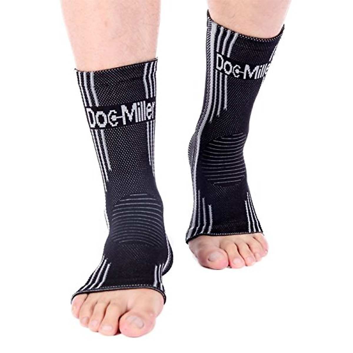 Doc Miller - Ankle Brace for Sprained Ankles, Achilles Tendonitis, Compression Support Sleeves for Women & Men, Best Brace for Pain Relief, Stability & Plantar Fasciitis Sock, 1 Pair, Gray, X-Large