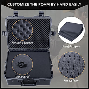 Lykus HC-5020 Large Waterproof Hard Case with Foam, Interior Size 19.7x15.7x8.3 inch, Suitable for electronic equipment and more