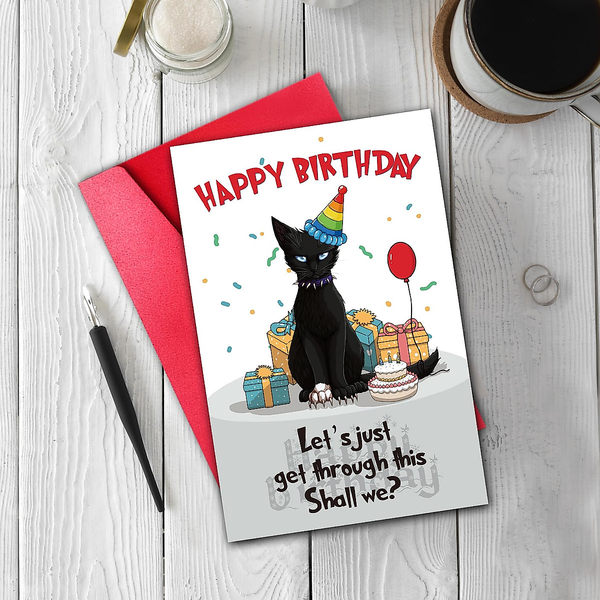 TQDaiker Funny Birthday Card for Cat Lovers, Cute Bday Card for Him Her
