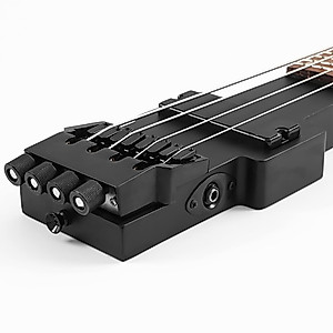 Batking Travel Bass Guitar, Headless Electric Bass 4 Strings in Black Color with Gigbag