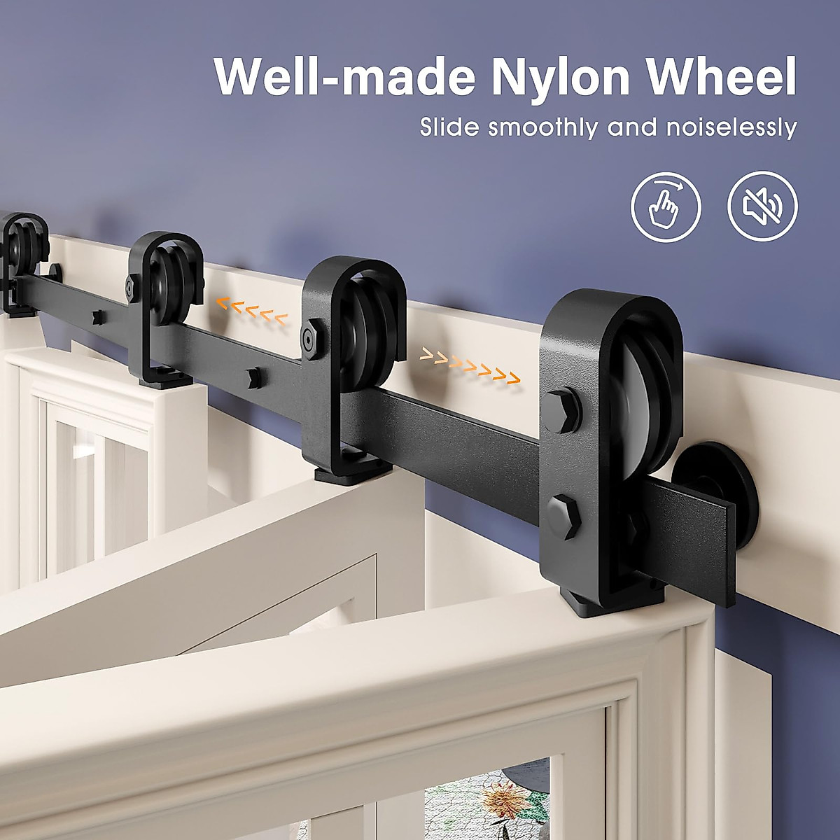 FINOSEN 28 inch Bifold Barn Door Hardware Track Kit for Two 12 inch Closet Doors,Top Mount Sliding System,Heavy Duty Roller,Smoothly and Quietly,Black(Bifold Door Not Included)