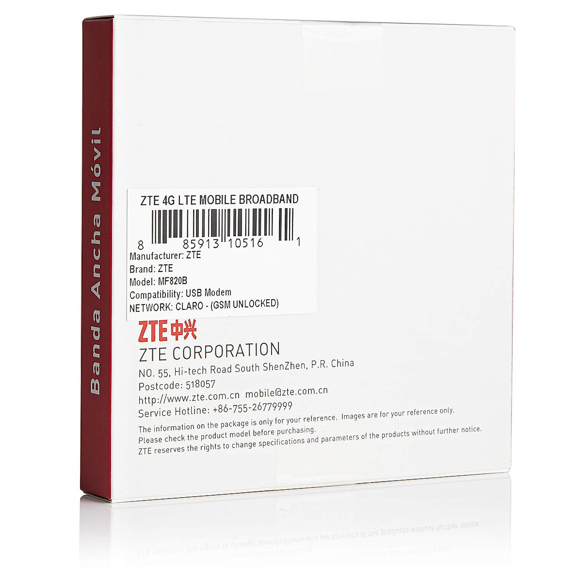 ZTE MF820B 4G LTE USB Modem (GSM Unlocked) - Retail packaging