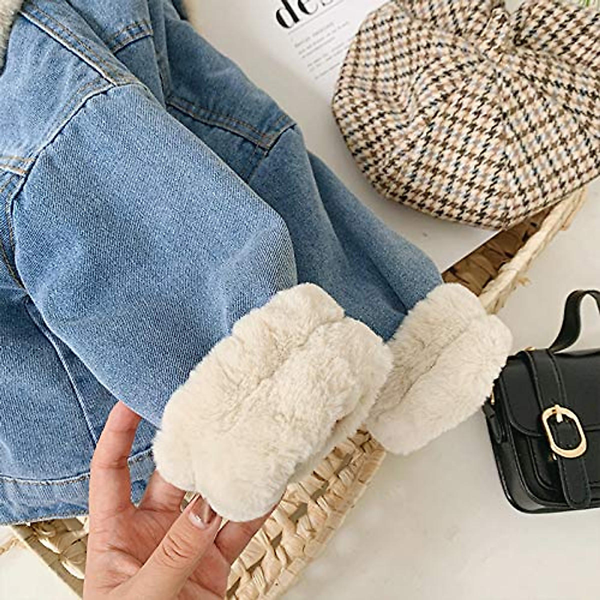 Moru Infant Baby Toddler Girl Boy Winter Casual Thick Fleece Lined Denim Jacket Warm Jean Coat Outwear (Blue, 3T)