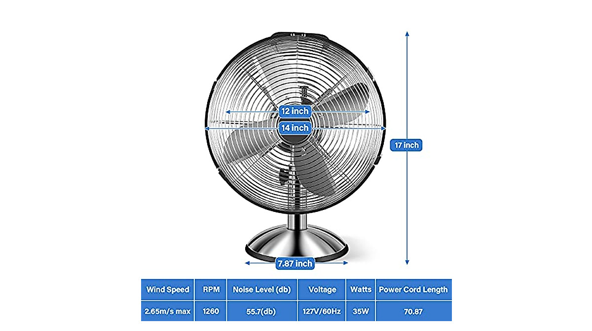 Simple Deluxe 12 Inch Stand Fan - Powerful, Quiet & Durable Cooling