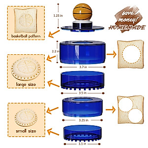 Sandwich Cutter and Sealer 5 PCS - Uncrustables Maker Biscuit Cutter with Basketball Handle - Sandwich Cutter for Kids Boys Lunchbox and Bento Box(Blue)