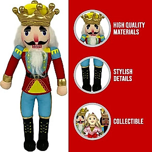 Nutcracker Ballet Gifts King Plush Nutcracker Doll Figure, Christmas Ornaments Decoration, Red, Blue and Gold, 14 Inch