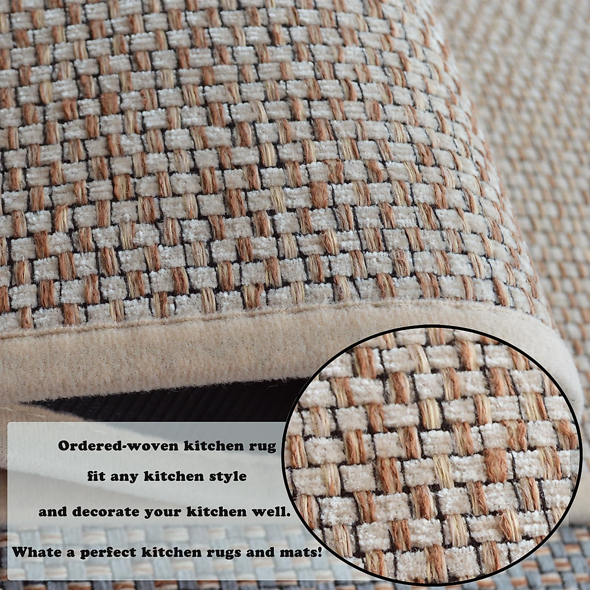 Yancorp Kitchen Rugs Set of 2 PCS Long Kitchen Mats for Floor Kitchen Rug Non-Slip Washable Jute Kitchen Rug Gray Runner Rugs Hallway