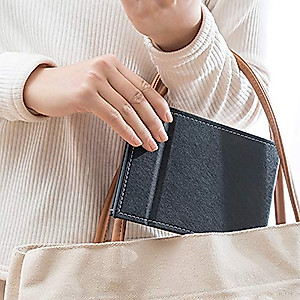 PSG.LGD Makeup Mirror,Portable Folding Mirror with Adjustable Stand for Tabletop,PU Leather,Perfect Size for Camping,Vocation,Home Vanity and Office Desk,Black