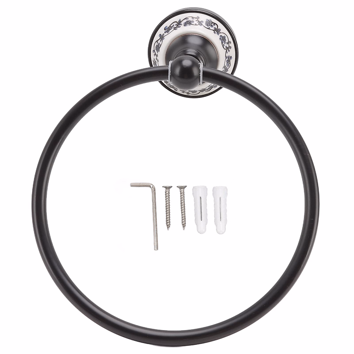 Garhelper Towel Rings for Bathroom Wall, Antique Retro Design Round Towel Holder, Wall Mounted Bath Hand Towel Rack, Rail Bathroom Hardware Classical Ancient Hardware for Bathroom Kitchen Wall Door