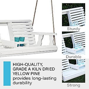 Porchgate Amish Heavy Duty 800 Lb Rollback Console Treated Porch Swing with Hanging Ropes (Semi-Solid White Stain)