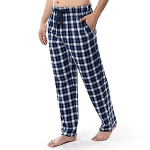 Fruit of the Loom Men's Yarn-dye Woven Flannel Pajama Pant, Navy Plaid, Large