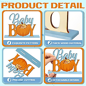 6 Pcs Fall Little Pumpkin Party Decorations Pumpkin Wooden Centerpieces Blue Boy Maple Table Toppers First Birthday Table Centerpieces a Little Pumpkin Baby Boy Table Decor for Boys Fall Party