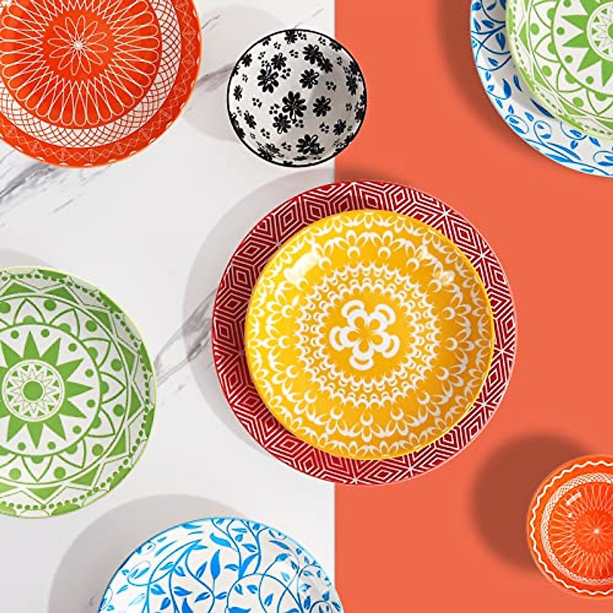 Vivimee Small Ceramic Bowls Set of 6, 10 oz Colorful Dessert Bowls, Ice Cream Bowls, Stackable Snack Bowls for Ice Cream, Snack, Rice, Condiments, Side Dishes, Yogurt, Microwave Dishwasher Safe