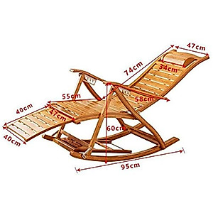XZGDEN Lightweight Camping Chairs Garden Loungers Folding Chair Solid Wood Rocking Chair with Foot Massage and Cotton Pad, 5-Speed Adjustment, Indoor and Outdoor Use (Color : Wood Color)