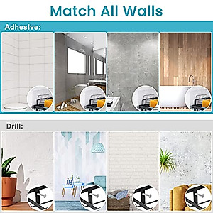 welltop Shower Caddy, 5-Pack Adhesive Shower Organizer, No Drilling Wall Mounted Bathroom Shelves Basket for Bathroom Organization and Storage, Rustproof Stainless Steel Shower Shelf for Inside Shower