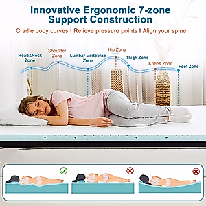 Elviros 3 Inch Gel Memory Foam Mattress Topper Queen Size, Adjustable Cooling Bed Topper for Back Pain, Dual Layer Mattress Pad with Removable Cover (Queen, Dark Grey)