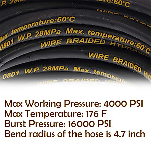 Twinkle Star 50FT Pressure Washer Hose with 3/8 Inch Quick Connect, High Tensile Wire Braided Power Washer Hose, 4000 PSI