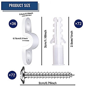 36 Pack Wire Shelf Loop Clips White Plastic Down Wall Cable Clips White Shelves Clips Screws and Expansion Tubes for Wire Shelving