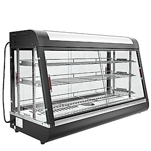 Countertop Food Warmer,48" Three Tier Commercial Warmers for Food Display, Glass case, with LED Lighting Removable Shelves Pastry for Buffet Restaurant