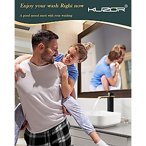 KUZOR 1PC Vessel Sink Faucet Brass Stainless Steel, Tall Bathroom Faucet 1 Hole 5-Minutes Installation - for Bathroom/Vanity/Bowl Sink - 11.26 Inch Height, 24.9 Oz Weight - Matte Black/Shiny Gold