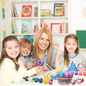 Tempera Paint Pots Set for Kids, 12 Colored Washable Paints, Glitter Paint, 2 Brushes, For Schools Clubs and Camps, Essential Craft Supplies for All Children’s Arts and Crafts, Painting Supplies Kit