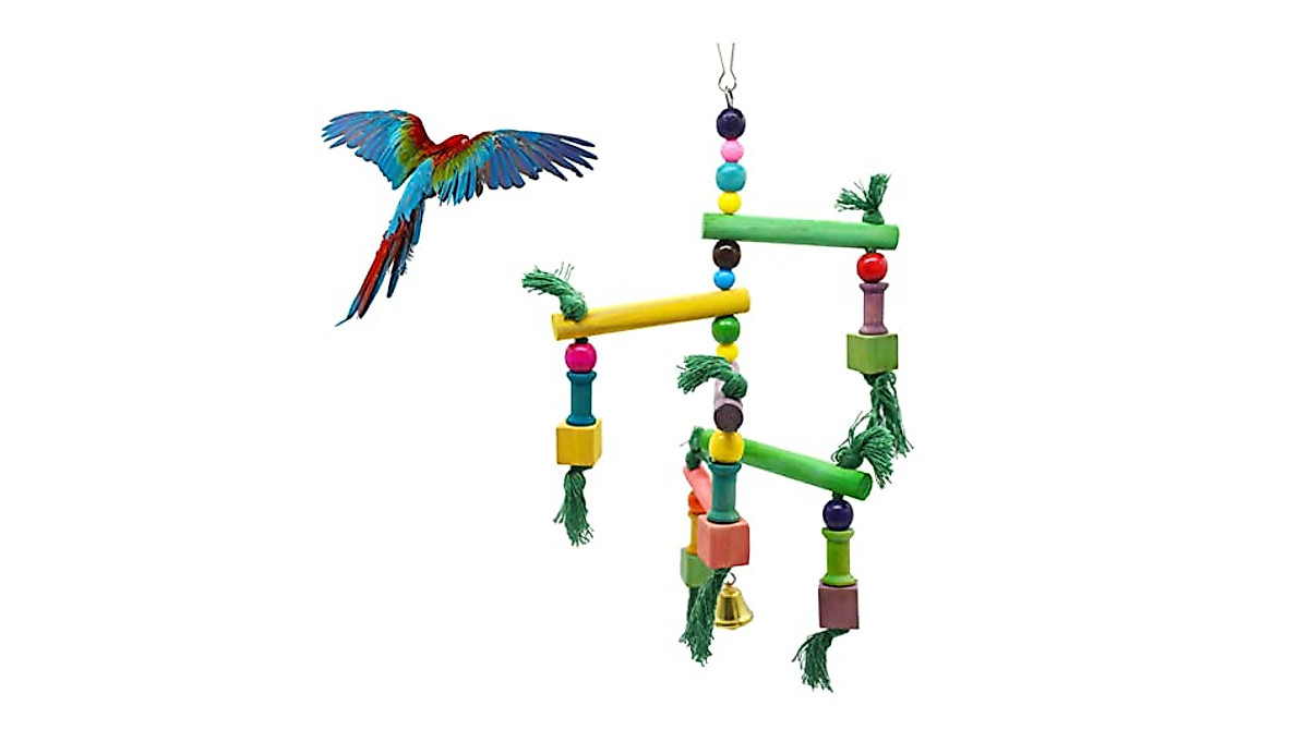 Wooden Bird Swing for Parrots - Safe & Fun Play