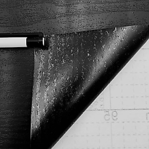 Yifely Solid Black Wood Grain Drawer Covering Paper Self Adhesive Shelf Liner Door Countertop Cabinet Sticker 17.7 Inch by 9.8 Feet