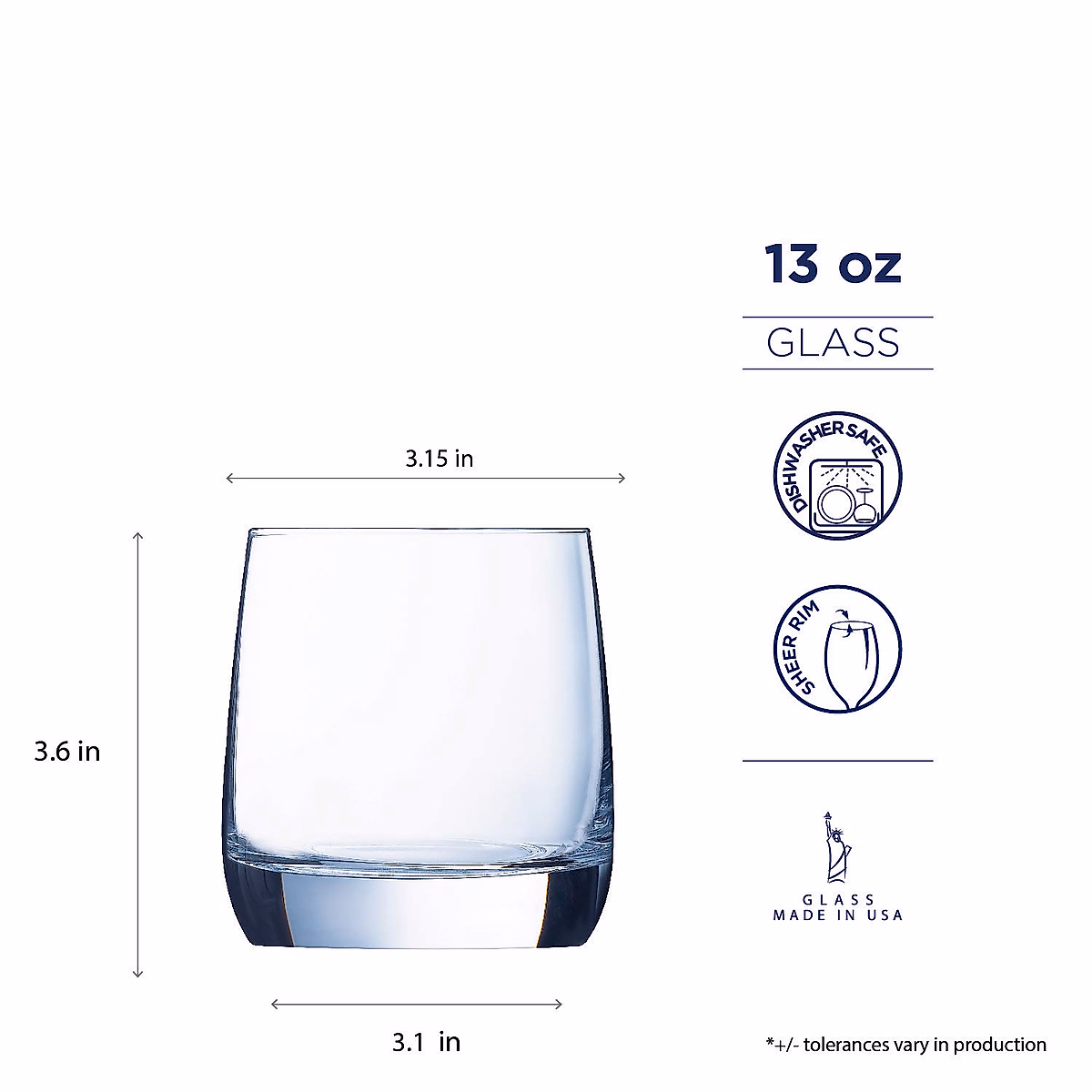 Luminarc Grand Estate 13 Ounce Double Old Fashioned Glass, Set of 6