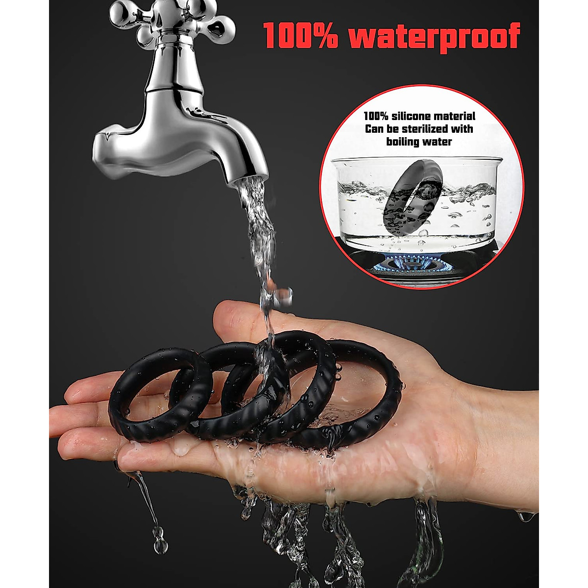 Dovelo Silicone Penis Rings kit, 4 Different Sizes Cock Rings for Men Sex Toy, Adult Sex Toys & Games