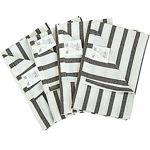 ROYALE Kitchen Towel 4 Pack - 100% Cotton Kitchen Dish Towel - Tea Towels - Reusable Cleaning Cloths - Highly Absorbent Bar Towel - Large Dish Towels - Wiping Cloth - (20x28 Inch, Wide Stripe)