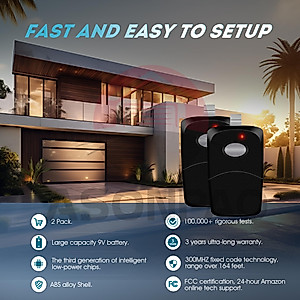 2 for Multicode Gate Opener Remote 3089 308911 MCS308911 Linear Multi-Code Garage Door Opener 3-Year-Warranty 300MHZ 10 Dip Switch
