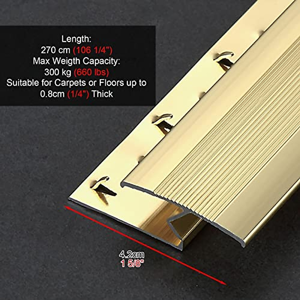 VREOX Z Shape Carpet Edge Strip/Door Threshold Bars, Carpet to Laminate/Tile/Wood/Floor Metal Strips, Fills The Gap Edge Trim Strip