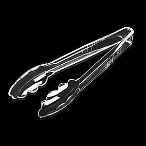 New Star Foodservice 35643 Utility Tong, High Heat Plastic, Scalloped, 9 inch, Set of 12, Clear