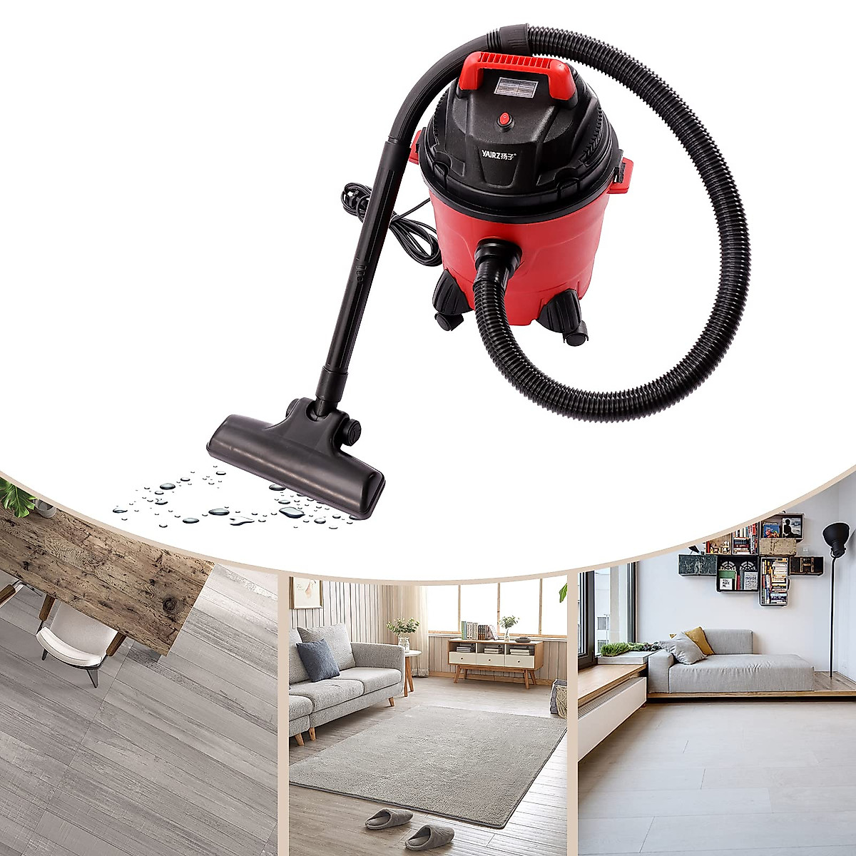 YUNLAIGOTOP Wet/Dry Vacuum, 4 Gallon Portable Heavy-Duty Shop Vacuum, 3 in 1 Function Wet/Dry Vacuum with Attachments, Shop Vacuum for House, Garage, Car & Workshop - Red